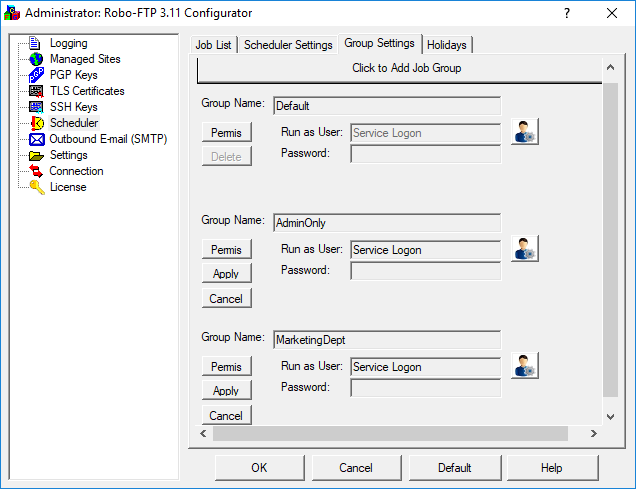 Robo Ftp Users Guide Robo Ftp Framework Configuring The Framework Group Settings And